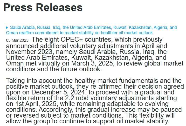 OPEC+自4月起逐步恢復先前220萬桶/日的自願減產︱理財鴿